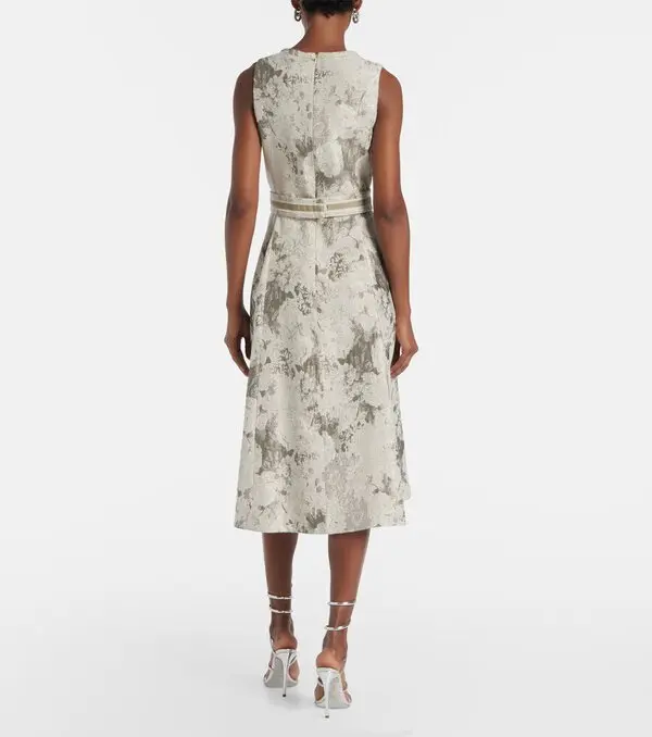 Max Mara Cotton-blend Jacquard Midi Dress