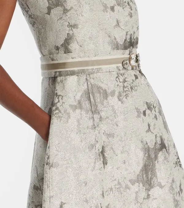 Max Mara Cotton-blend Jacquard Midi Dress