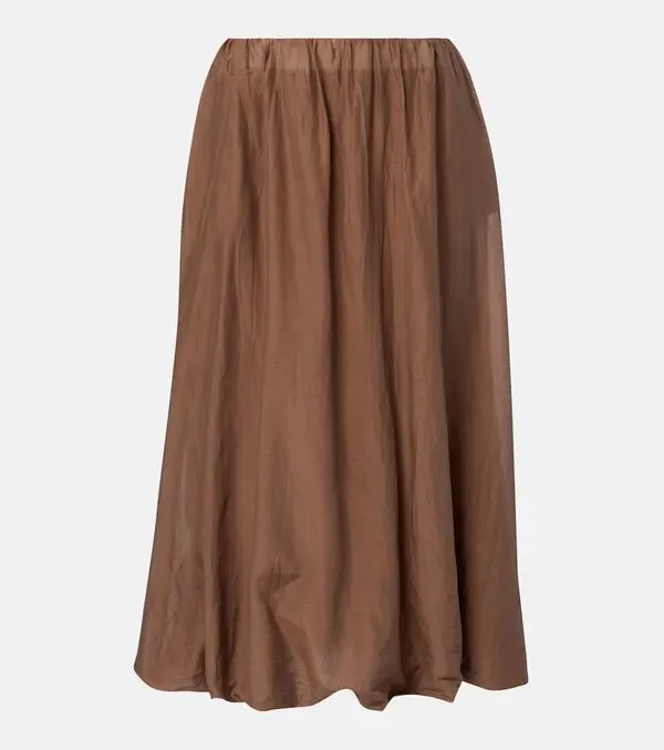 Velvet By Graham & Spencer Ines Cotton And Silk Voile Maxi Skirt - Brown
