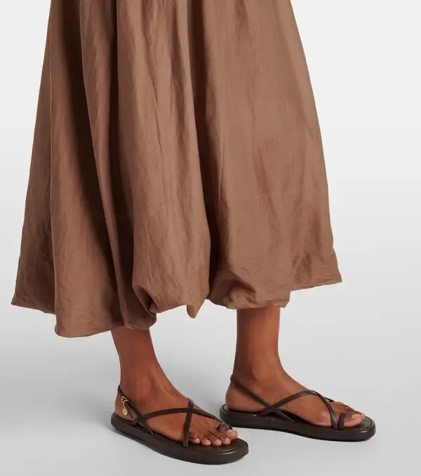 Velvet By Graham & Spencer Ines Cotton And Silk Voile Maxi Skirt - Brown