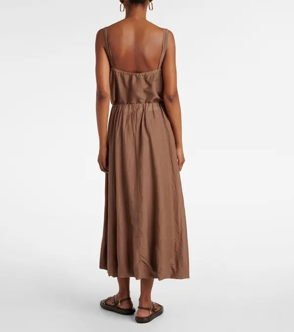 Velvet By Graham & Spencer Ines Cotton And Silk Voile Maxi Skirt - Brown