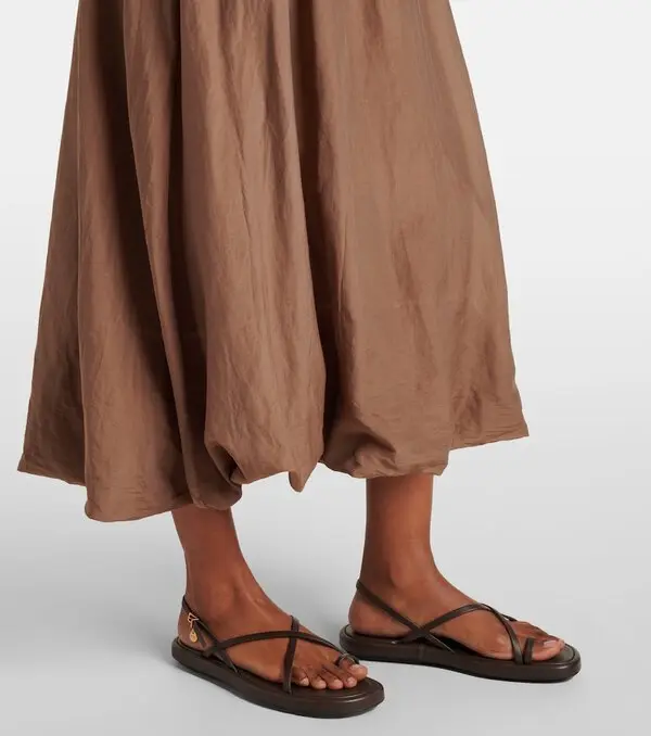 Velvet By Graham & Spencer Ines Cotton And Silk Voile Maxi Skirt - Brown