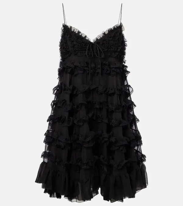 Valentino Garavani Silk Tulle Mini Dress - Black