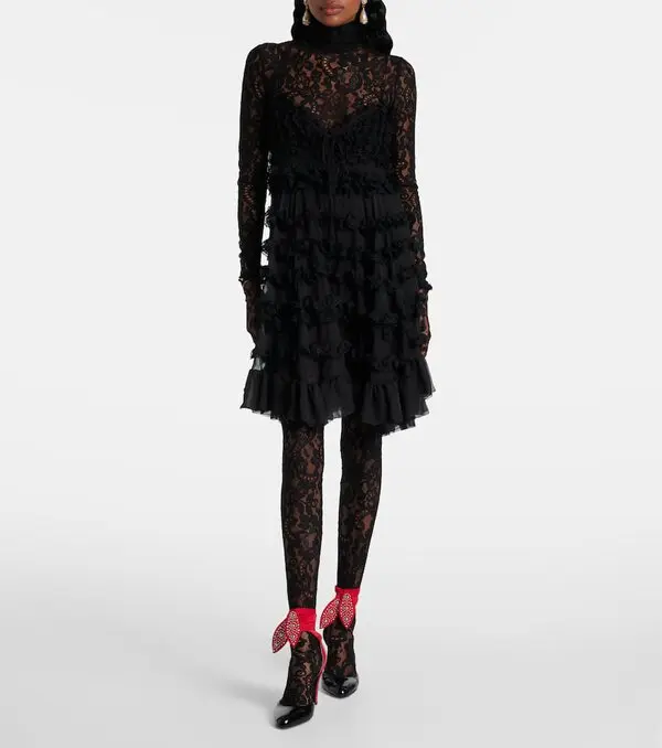 Valentino Garavani Silk Tulle Mini Dress - Black