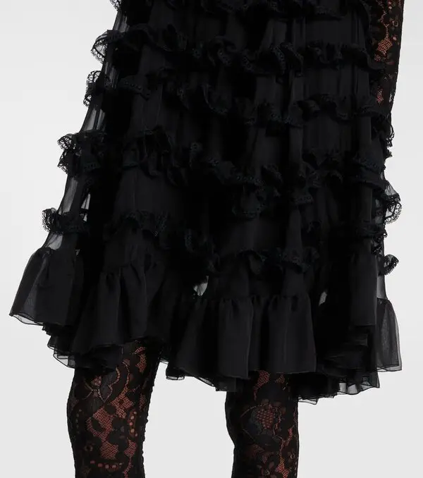 Valentino Garavani Silk Tulle Mini Dress - Black