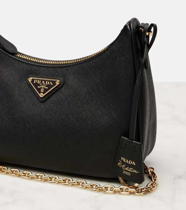 Prada Re-edition 2005 Leather Shoulder Bag - Black
