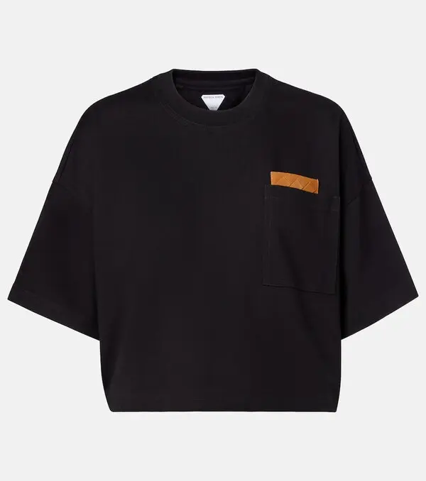Bottega Veneta Cropped Cotton Jersey T-shirt - Black