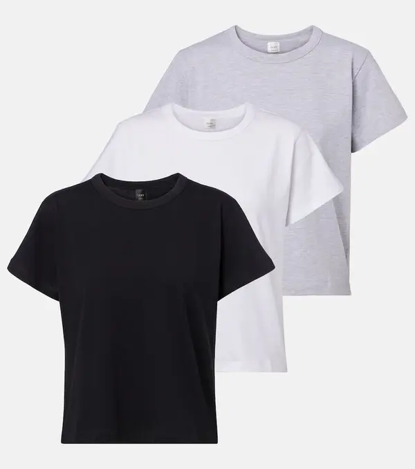 LESET Margo Set Of 3 Cotton Jersey T-shirts - Black