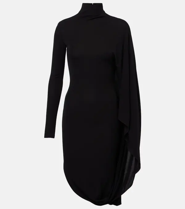 Stella McCartney Draped High-neck Midi Dress - Black