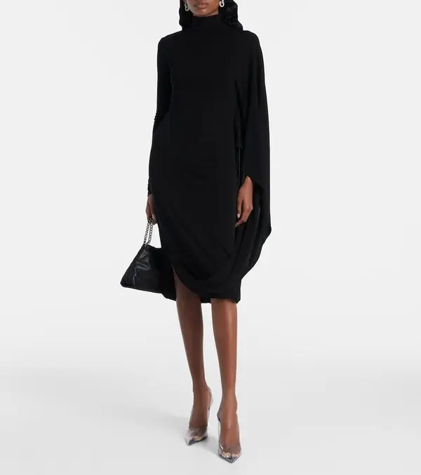 Stella McCartney Draped High-neck Midi Dress - Black