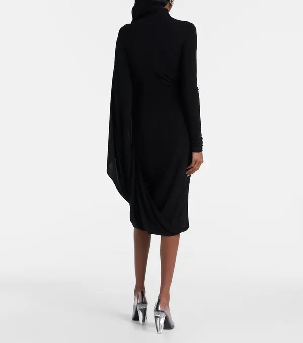Stella McCartney Draped High-neck Midi Dress - Black