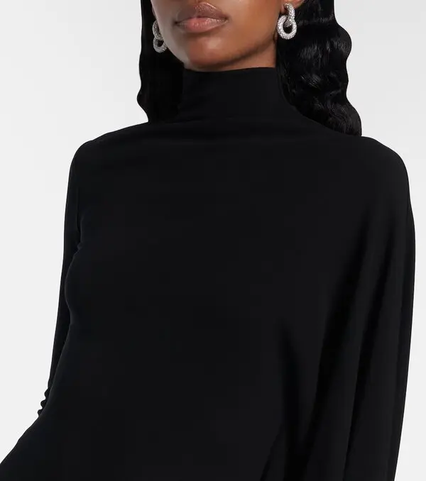 Stella McCartney Draped High-neck Midi Dress - Black