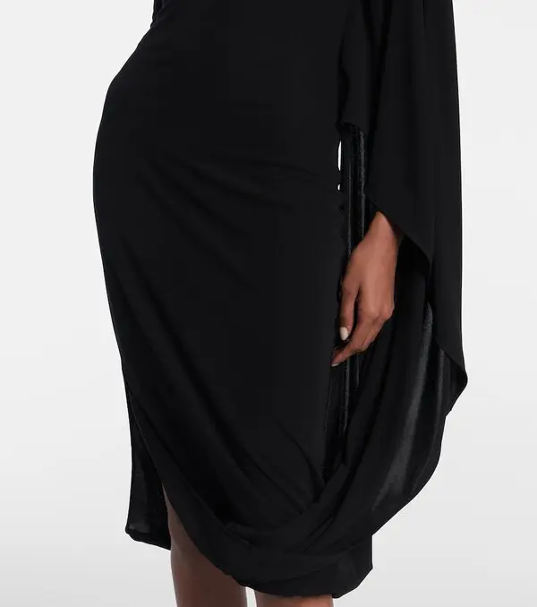 Stella McCartney Draped High-neck Midi Dress - Black