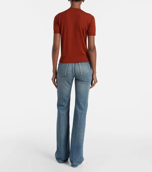 Saint Laurent Knitted Wool T-shirt - Orange