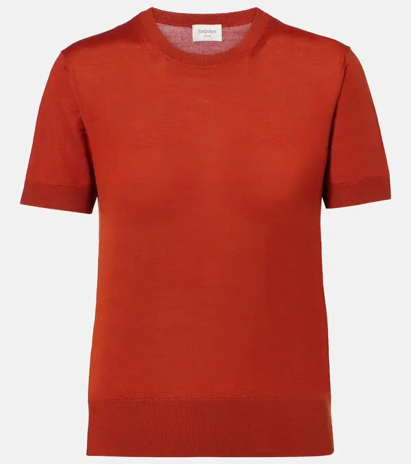 Saint Laurent Knitted Wool T-shirt - Orange