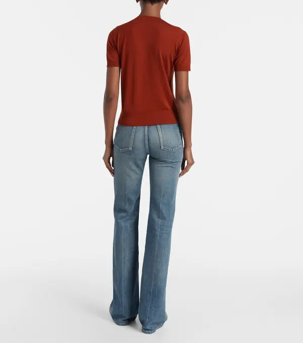 Saint Laurent Knitted Wool T-shirt - Orange