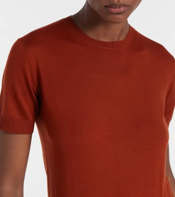 Saint Laurent Knitted Wool T-shirt - Orange