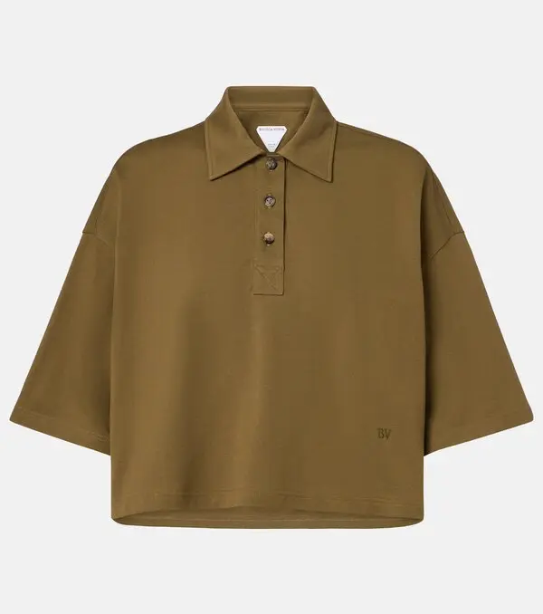Bottega Veneta Cropped Cotton Polo Shirt - Green