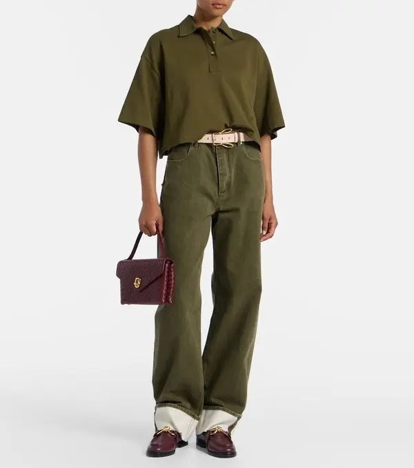 Bottega Veneta Cropped Cotton Polo Shirt - Green