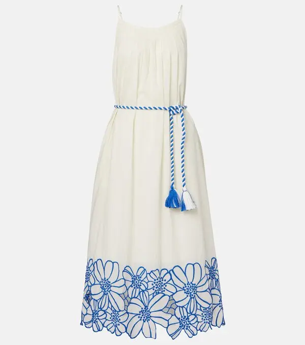 Velvet By Graham & Spencer Juliette Embroidered Cotton Midi Dress