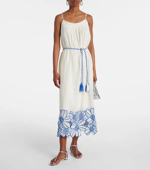 Velvet By Graham & Spencer Juliette Embroidered Cotton Midi Dress