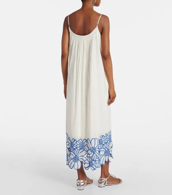 Velvet By Graham & Spencer Juliette Embroidered Cotton Midi Dress