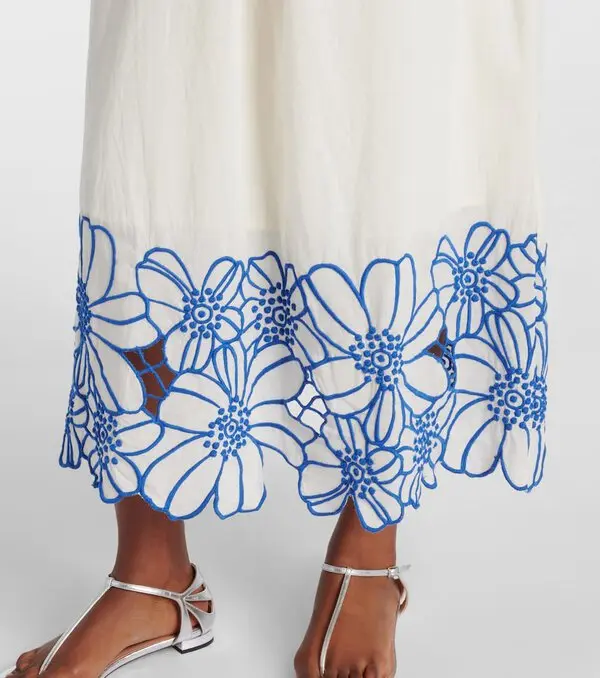 Velvet By Graham & Spencer Juliette Embroidered Cotton Midi Dress