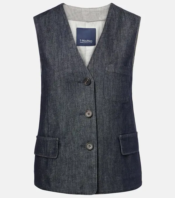 Max Mara Denim Waistcoat - Blue