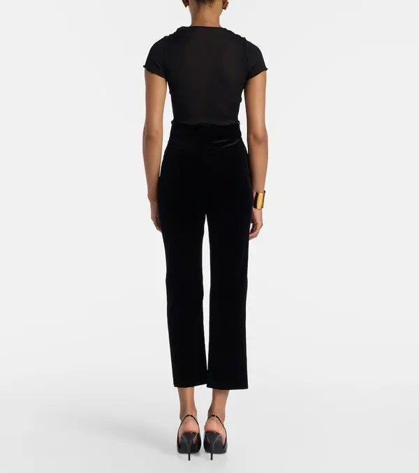 Saint Laurent Cotton Velvet Cropped Flared Pants
