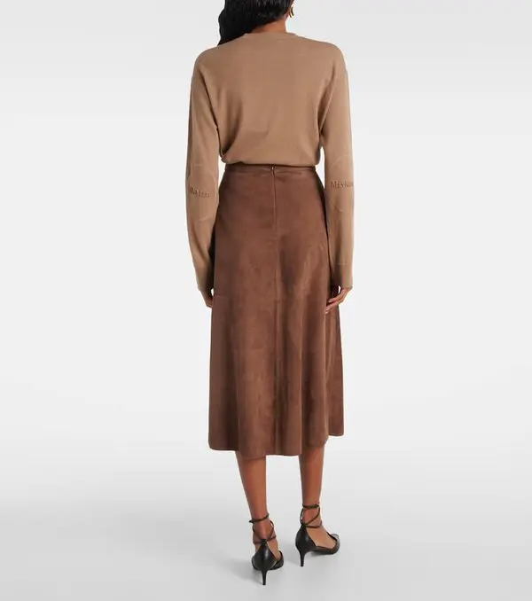 Max Mara Suede Midi Skirt - Brown