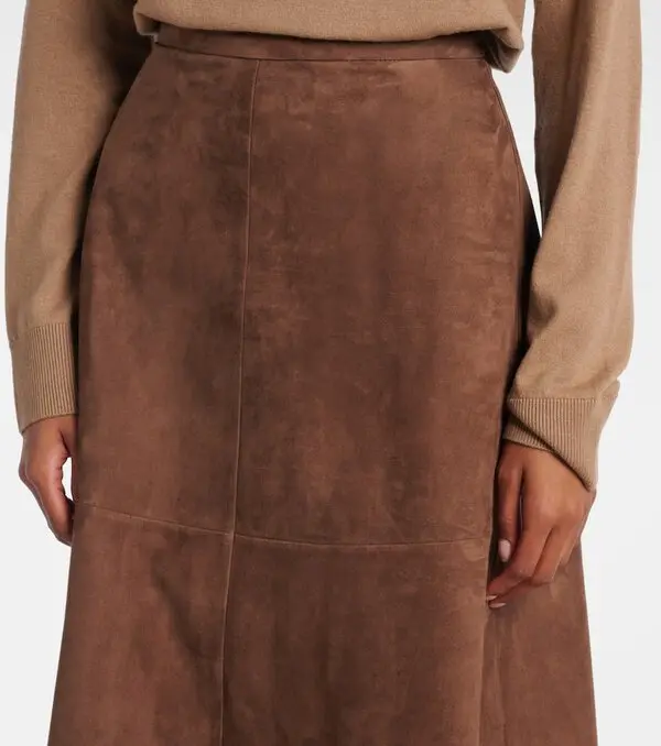 Max Mara Suede Midi Skirt - Brown
