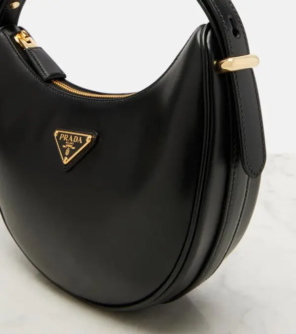Prada Arque Small Leather Shoulder Bag - Black