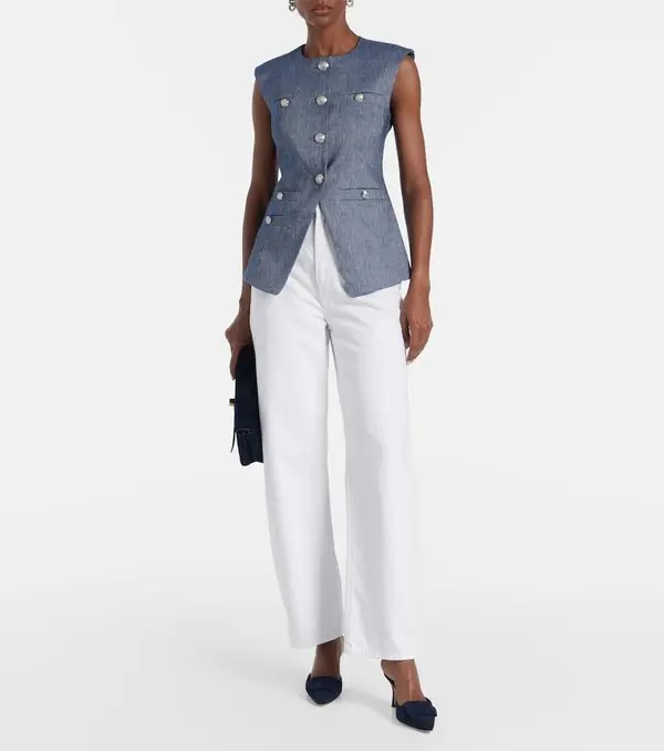 Veronica Beard Tamara Linen-blend Vest - Blue