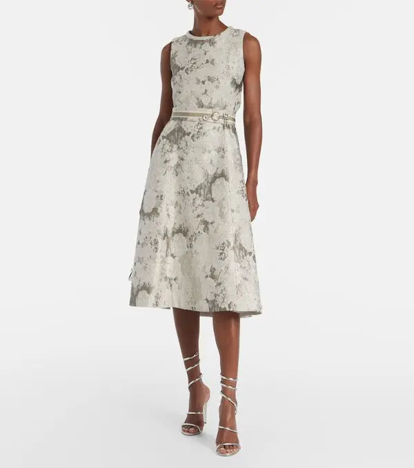 Max Mara Cotton-blend Jacquard Midi Dress