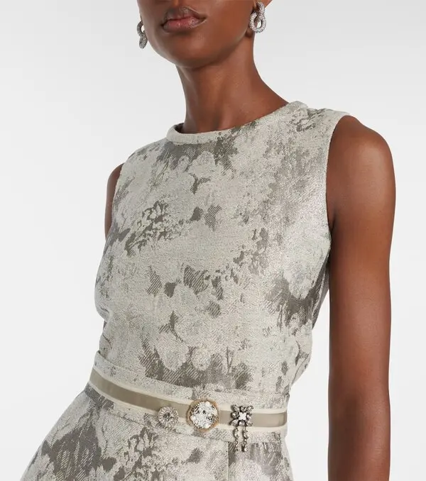 Max Mara Cotton-blend Jacquard Midi Dress