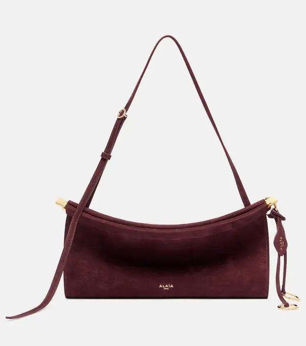 Alaïa Le Click Medium Suede Shoulder Bag - Burgundy