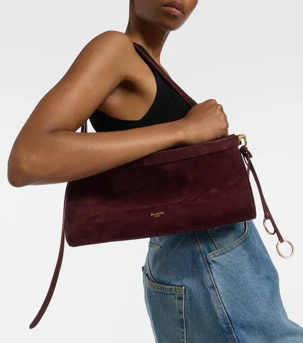 Alaïa Le Click Medium Suede Shoulder Bag - Burgundy
