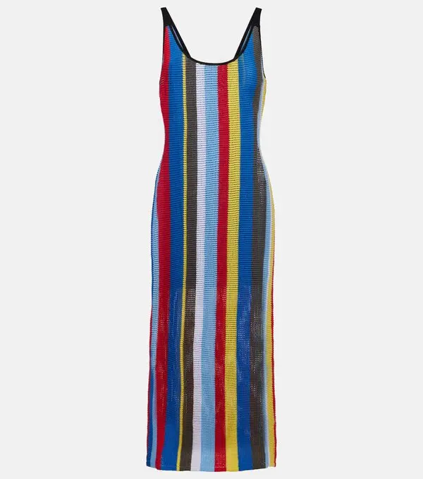 Staud Jessica Striped Crochet Midi Dress - Multicoloured