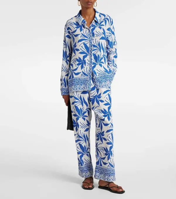 Velvet By Graham & Spencer Claudia Printed Palazzo Pants - Blue
