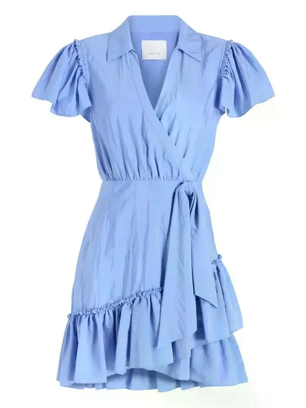 blue summer dress midi Clo Puff Sleeve Midi Dress - Blue Stripe