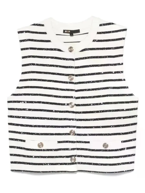 Maje Striped Vest - White