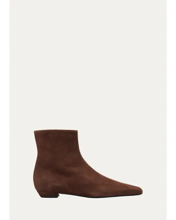 Proenza Schouler Trap Suede Zip Booties - Chocolate