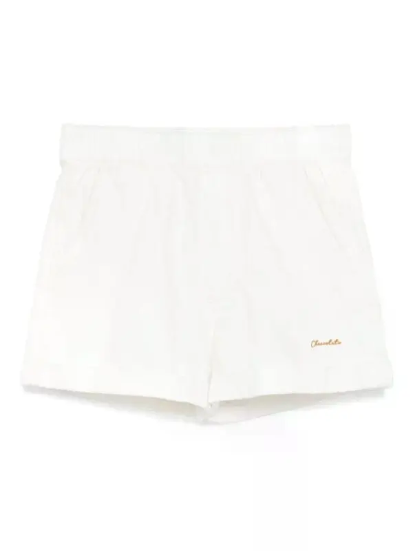 CHOCOOLATE Logo-embroidered Denim Shorts - Neutrals