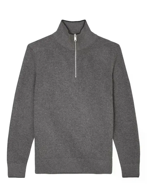 Marc O'polo Zip-up Mock-neck Sweater - Grey