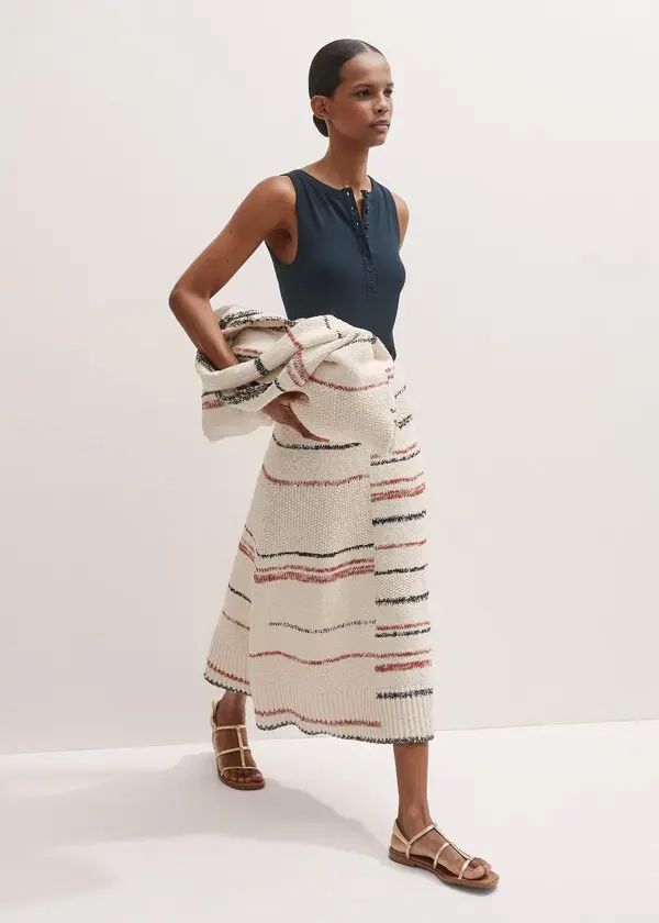 ME+EM Cotton Bouclé Stripe Knit Maxi Skirt