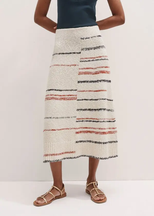 ME+EM Cotton Bouclé Stripe Knit Maxi Skirt