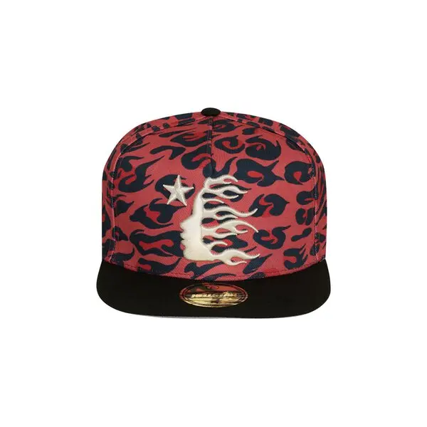 HELLSTAR Cheetah Print Snapback Hat - Red