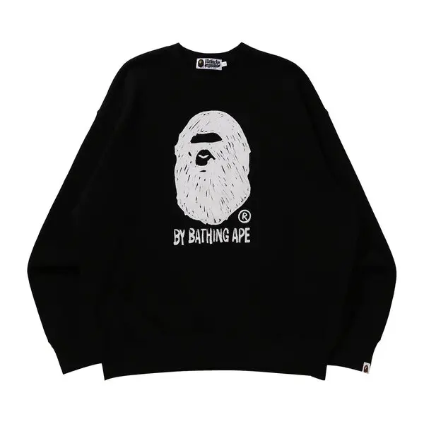 A BATHING APE Hand Draw Ape Head Crewneck - Black