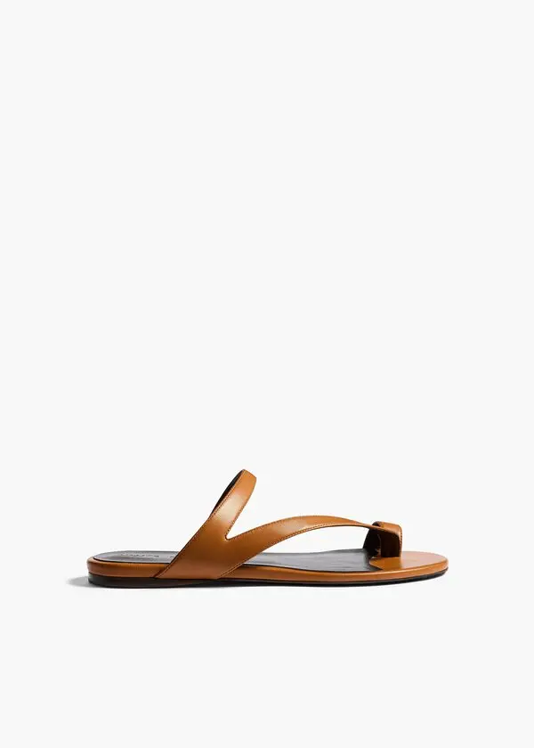 Khaite Aimee Leather Flat Sandal - Cuoio