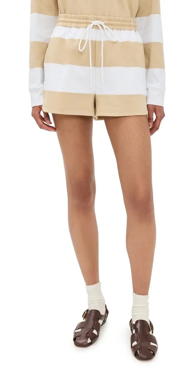 LE BOP Hayley Striped Shorts - Khaki/white